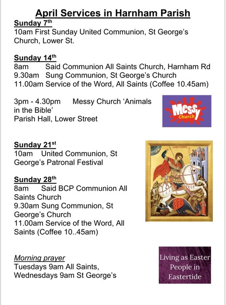 April services - News - Harnham: St George's, All Saints' and Messy ...