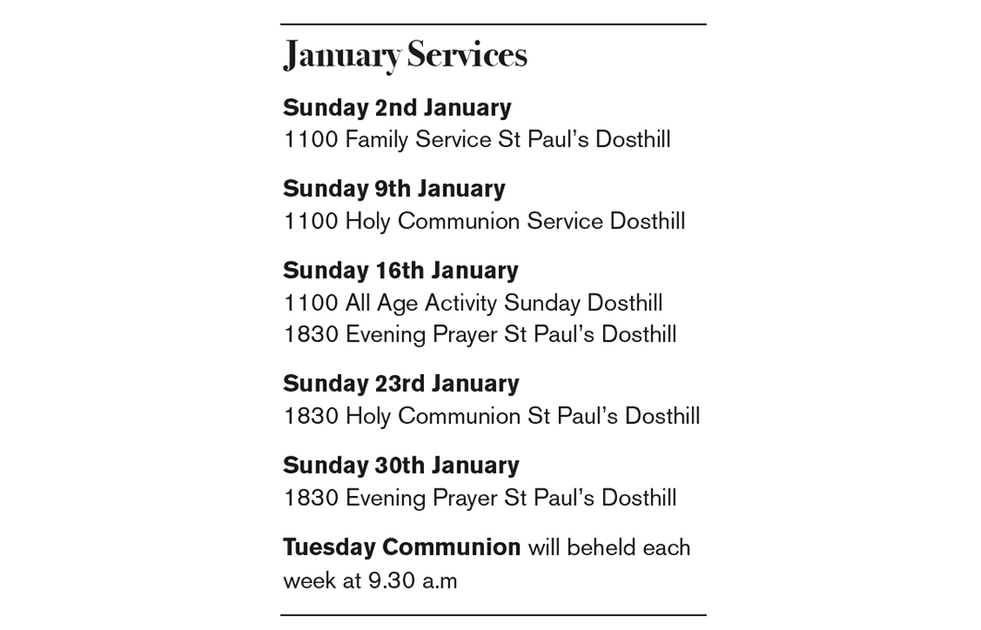 January 2022 Services - News - St Paul, Dosthill - A Church Near You