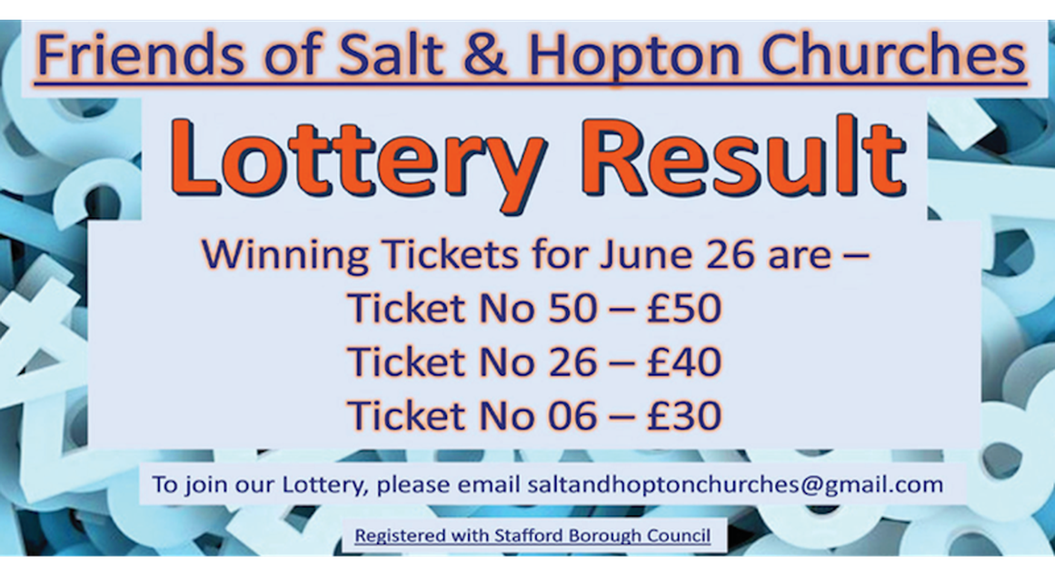 Friends of Salt and Hopton Churches Lottery Results - News - St. Peter ...