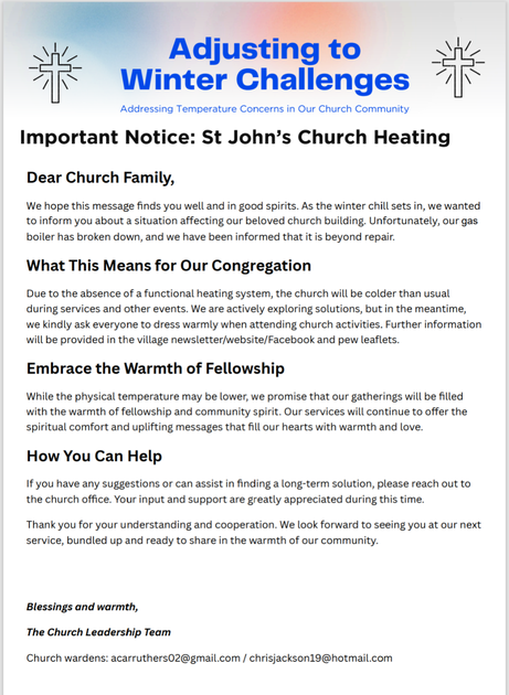 Winter heating update - St John's the Baptist Bishop Monkton - News ...