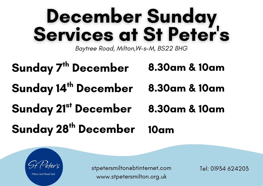 December Sunday Services - News - St Peter's Church - A Church Near You