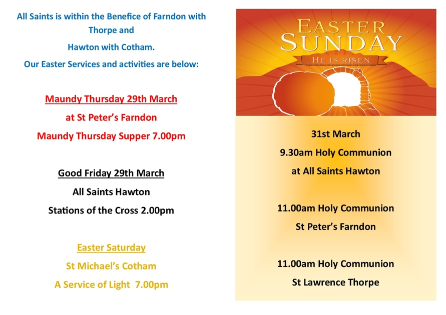 Easter and Holy Week in our churches - News - All Saints', Hawton - A ...