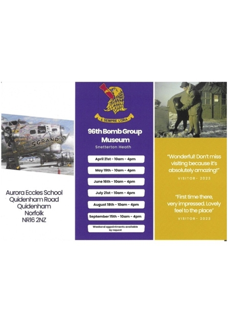 96th Bomb Group Museum UK at Snetterton Heath - News - Quidenham: St ...