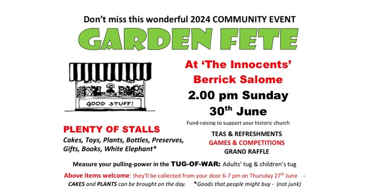 Garden Fete - Sunday 30 June 2024 - 14h00 - News - Welcome to St Helen ...