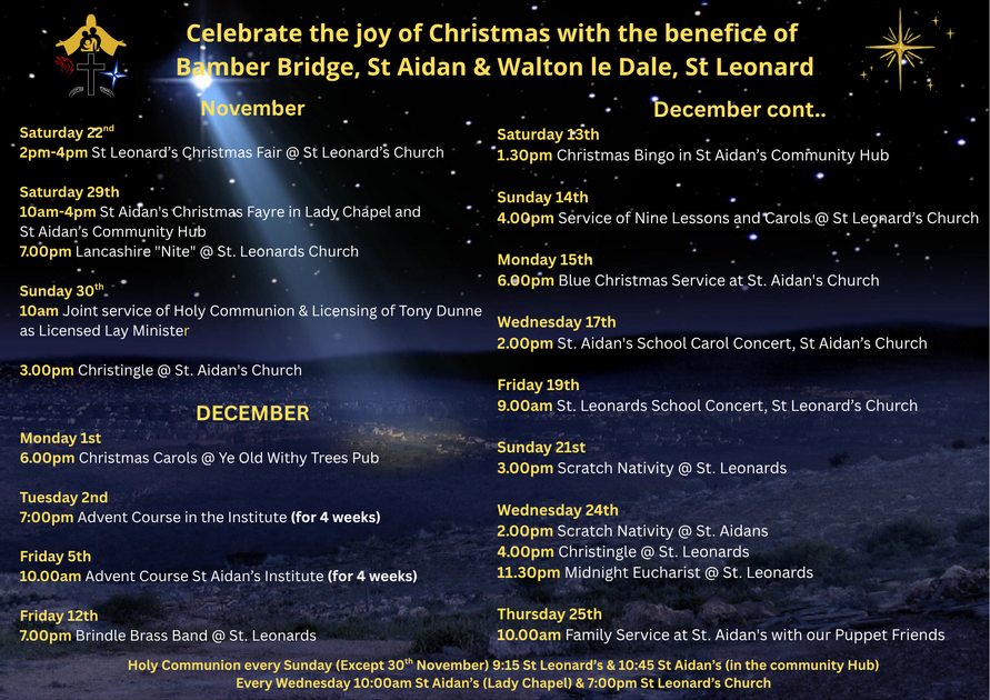 Christmas in the benefice 2025 - News - Bamber Bridge, St Aidan - A ...