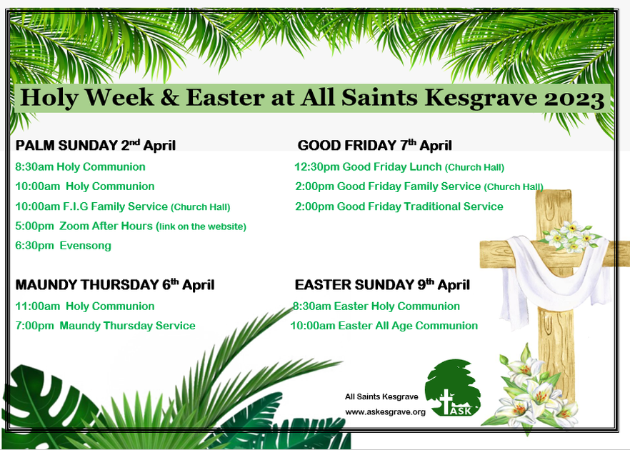 Holy Week and Easter 2023 - POSTER - News - All Saints Church, Kesgrave ...